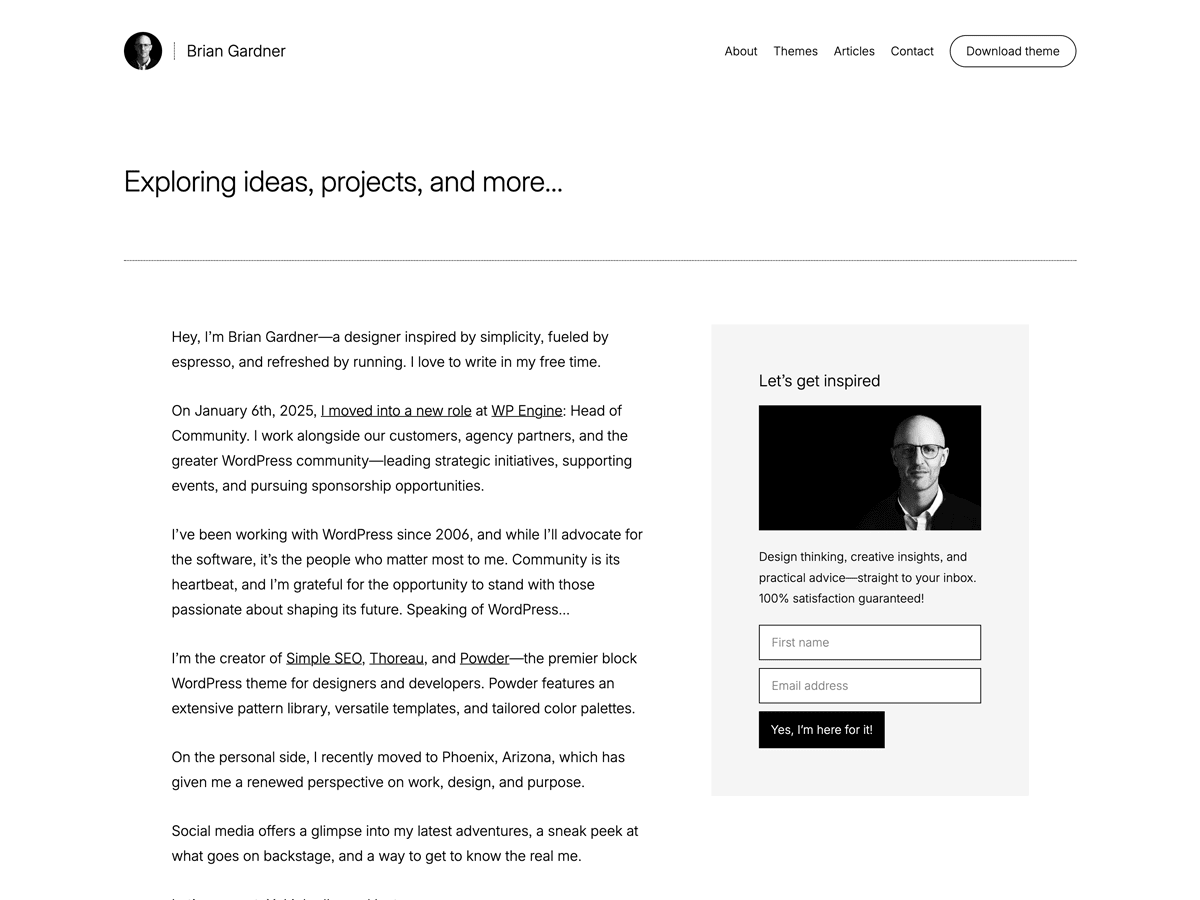 Indio WordPress Theme - Brian Gardner